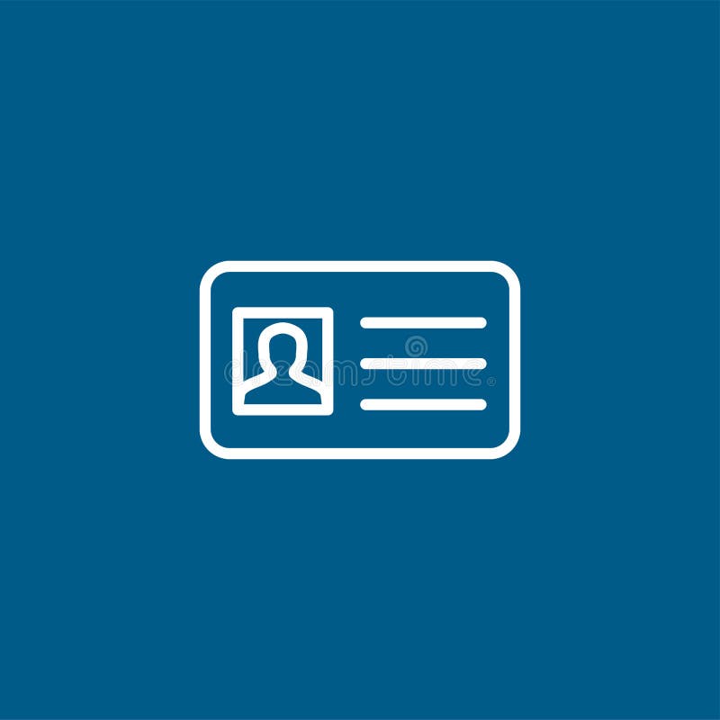ID Card Line Icon on Blue Background. Blue Flat Style Vector ...
