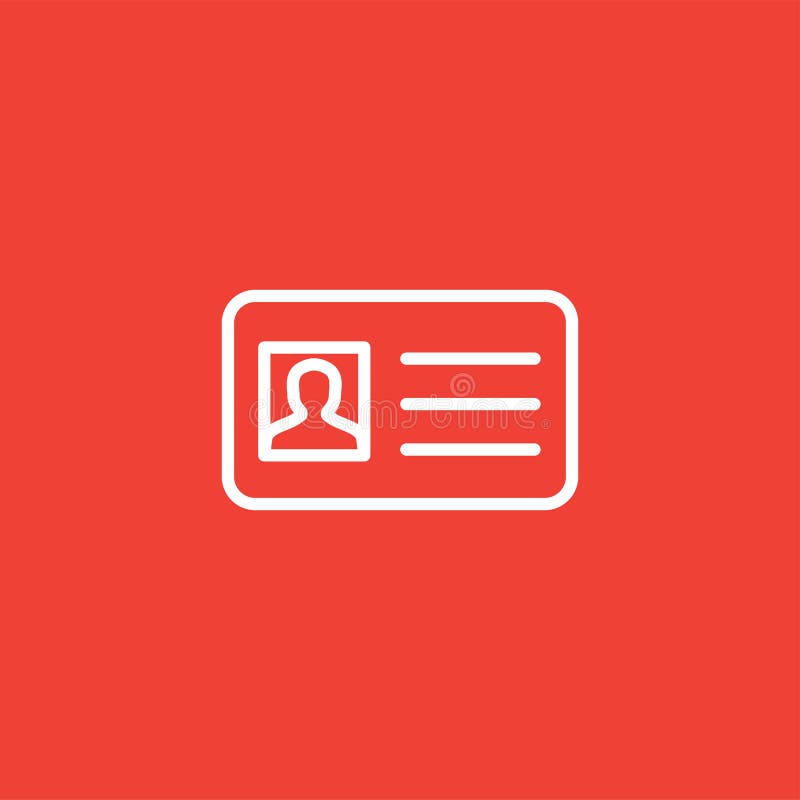 ID Card Line Icon on Red Background. Red Flat Style Vector Illustration ...