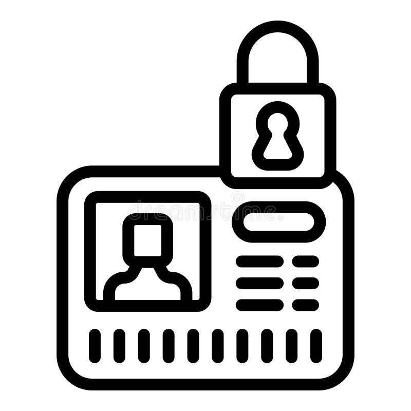 Id Card Lock Icon Outline Vector. Internet Account Stock Illustration ...