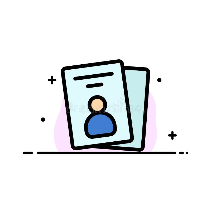 Id, Card, ID Card, Pass Business Flat Line Filled Icon Vector Banner ...