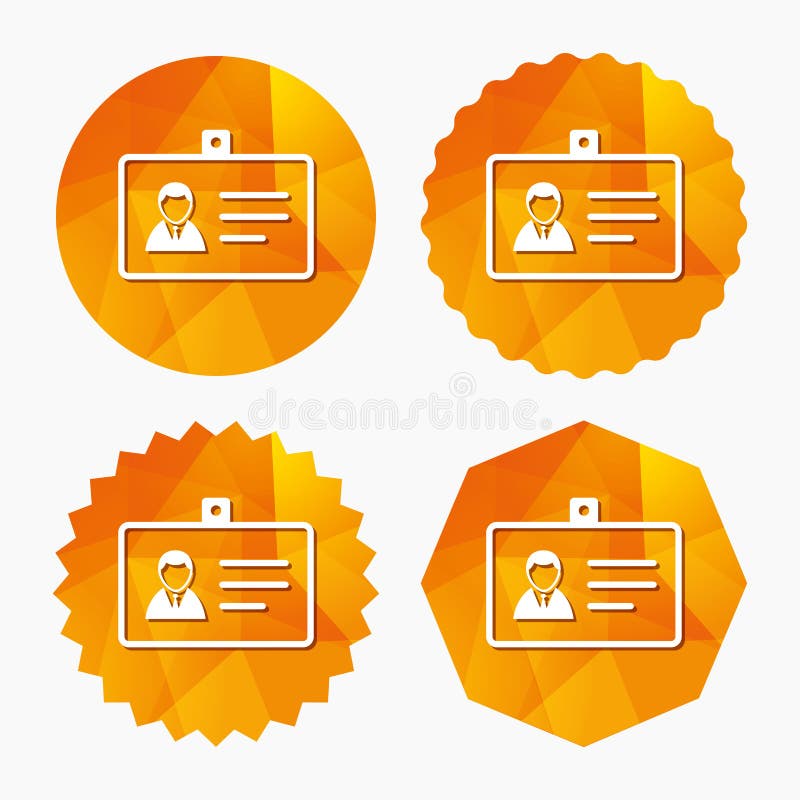 ID Card Sign Icon. Identity Card Badge Symbol Stock Vector ...