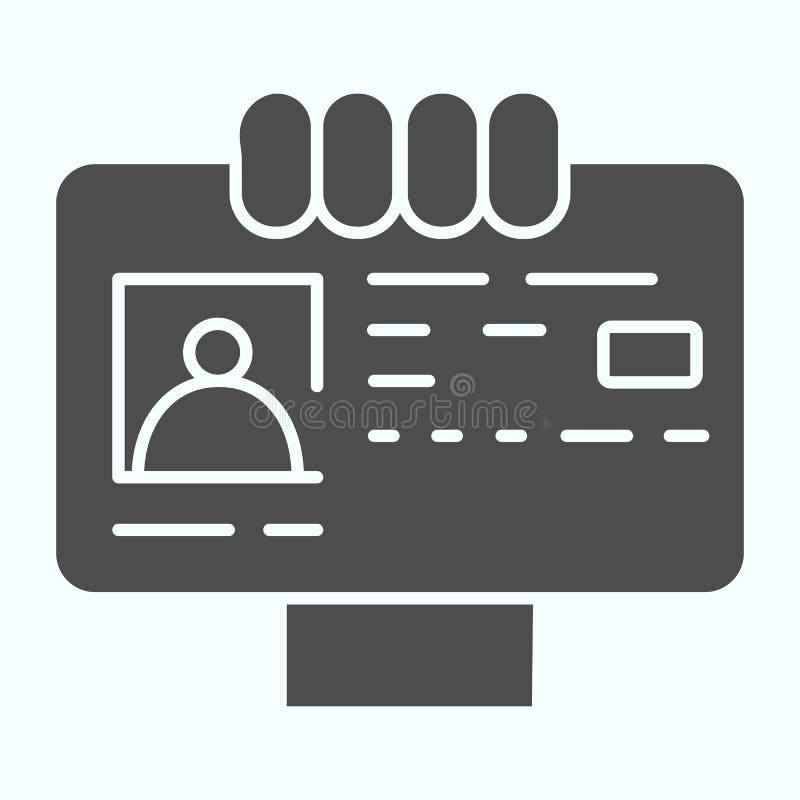 ID Document in Hand Solid Icon. ID Card Illustration Isolated on White ...