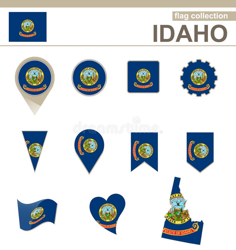 Idaho Flag Collection stock vector. Illustration of icons - 129647451