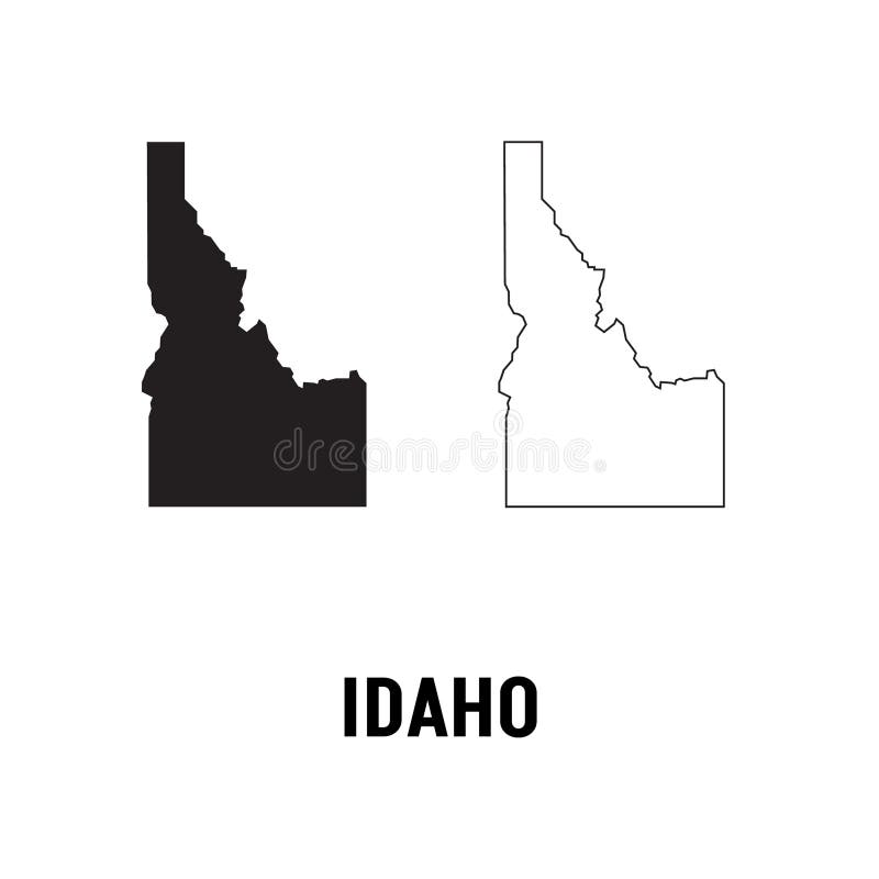 Idaho Outline State of USA. Map in Black and White Color Options Stock ...