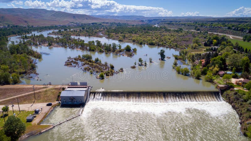 Idaho River Diversion Dam with High Water Spring Stock Image - Image of ...