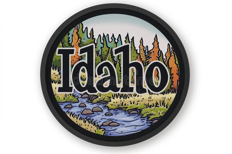 Idaho Sign with River and Trees in Background Stock Illustration ...