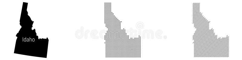 Idaho Silhouette Map and Two Patterns of Dots and Slanted Lines. Flat ...