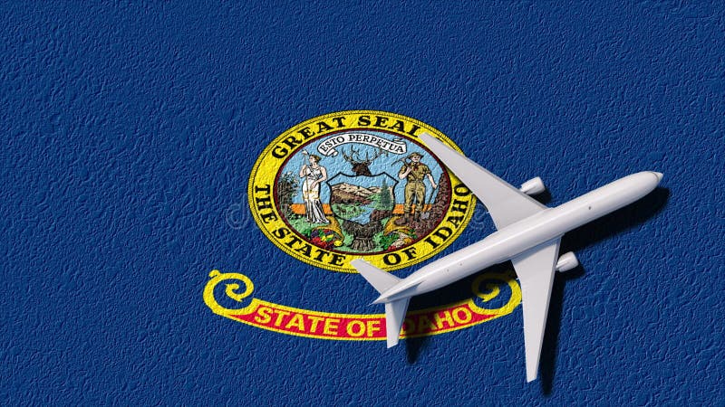 Idaho State Flag and Airplane Fly. Flight and Travel Concept Stock ...