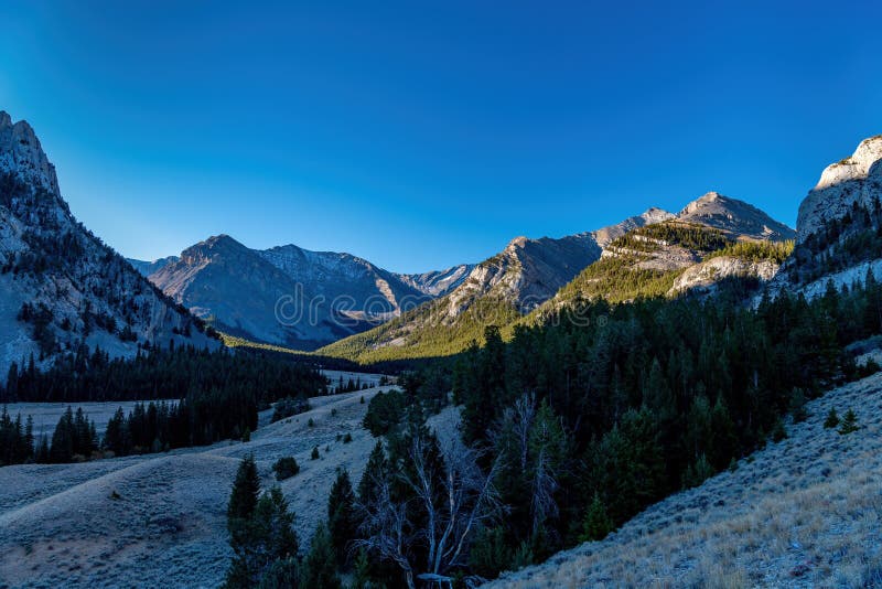 Idaho Wilderness Valley with Forest Stock Photo - Image of mountains ...