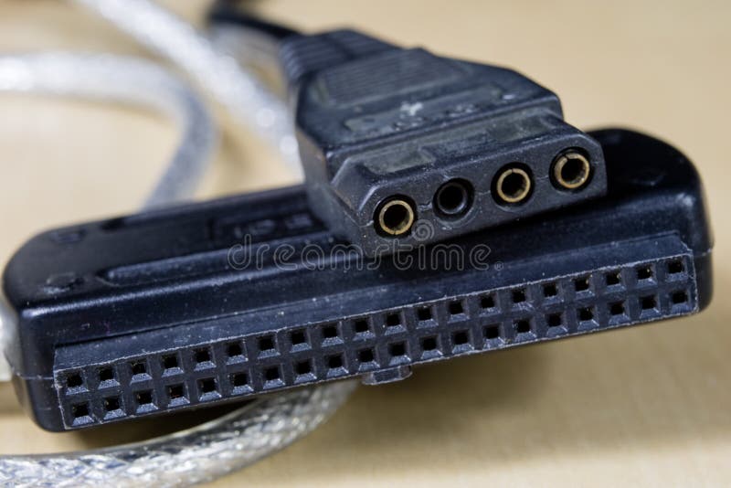IDE and USB Socket on a Wooden Workshop Table. Computer Connecto Stock ...