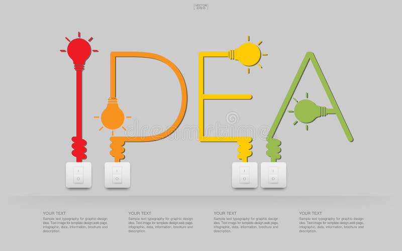 "Idea " Abstract Light Bulb and Light Switch on Gray Background. Vector ...
