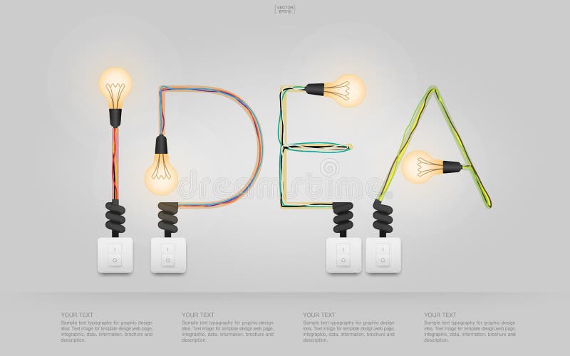 "Idea " Abstract Light Bulb and Light Switch on Gray Background. Vector ...