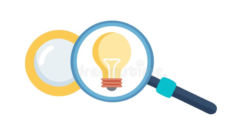Idea Analysis Magnifying Glass Lightbulb Icon, for Examination, Vector ...