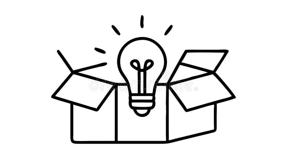 Idea Box Icon, Innovation and Unboxing Creativity, Solutions, Vector ...