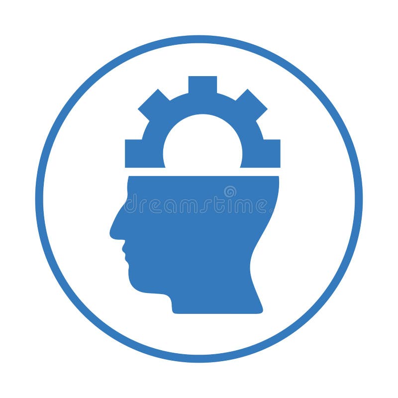 Idea, Brain, Gear Icon. Blue Color Design Stock Vector - Illustration ...