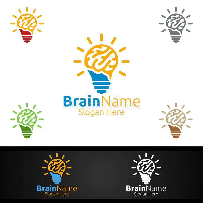 Idea Brain Technology Logo with Think Idea Concept Design Stock Vector ...