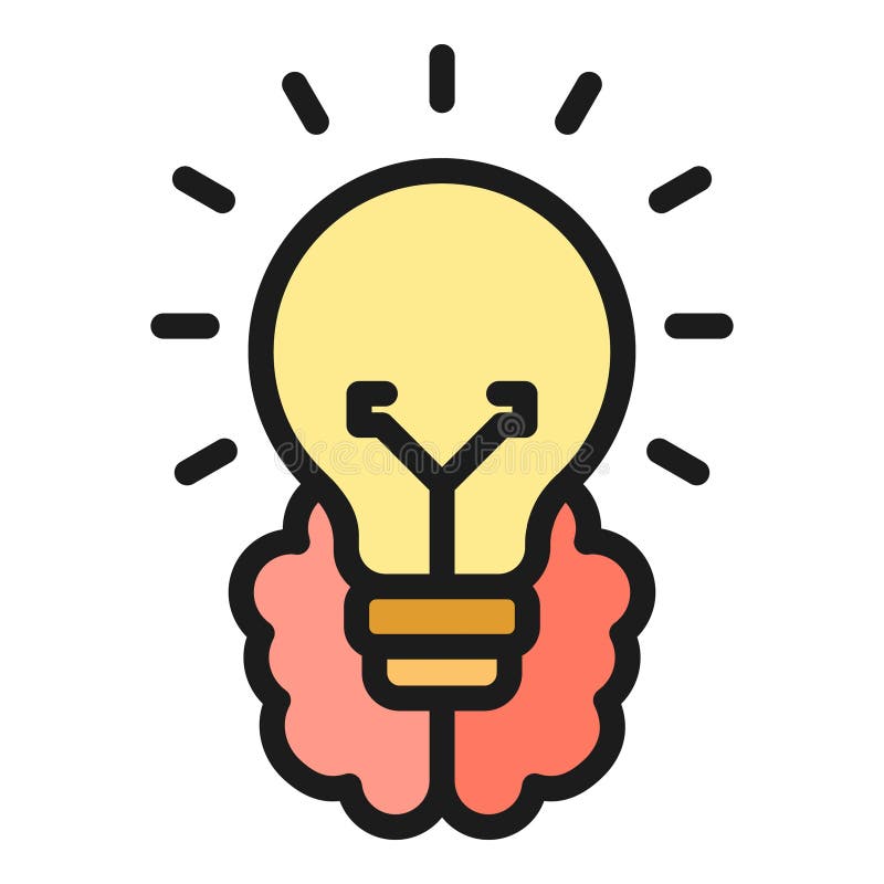Idea Bulb Brain Icon Vector Flat Stock Vector - Illustration of light ...
