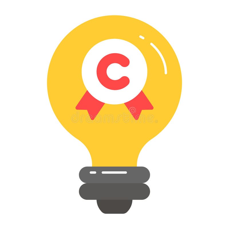 Idea Bulb with Copyright Badge Vector Design of Intellectual Property ...