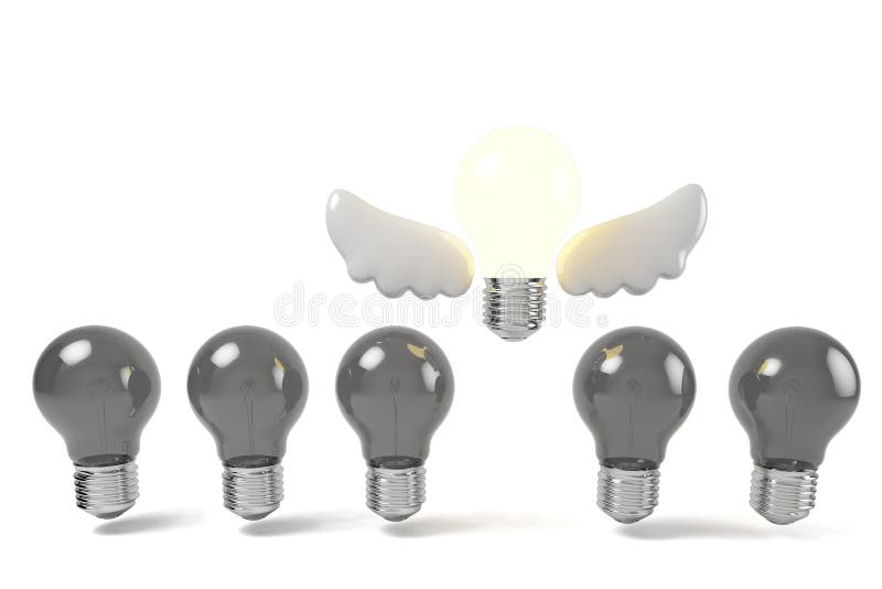 Idea bulb fly stock illustration. Illustration of glowing - 62717517