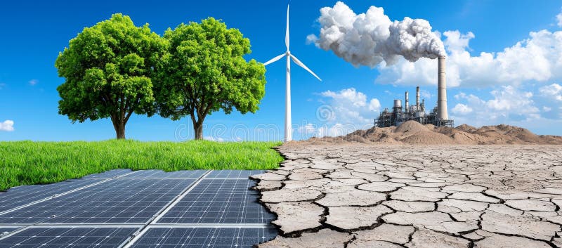 The Idea of Climate Change Illustrated by a Tree Split into Two Parts ...