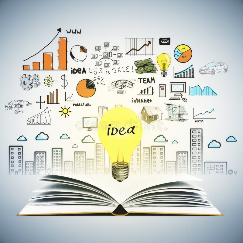 Idea Concept with Business Sketch Stock Illustration - Illustration of ...