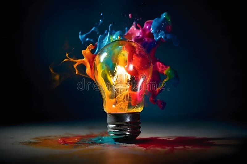 Idea Concept with Colorful Lightbulb Explosion Stock Illustration ...