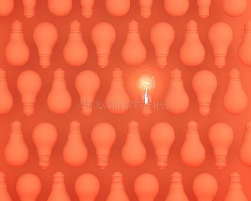 Idea Concept : Creative Light Bulb with Glowing Idea Concept on Orange ...