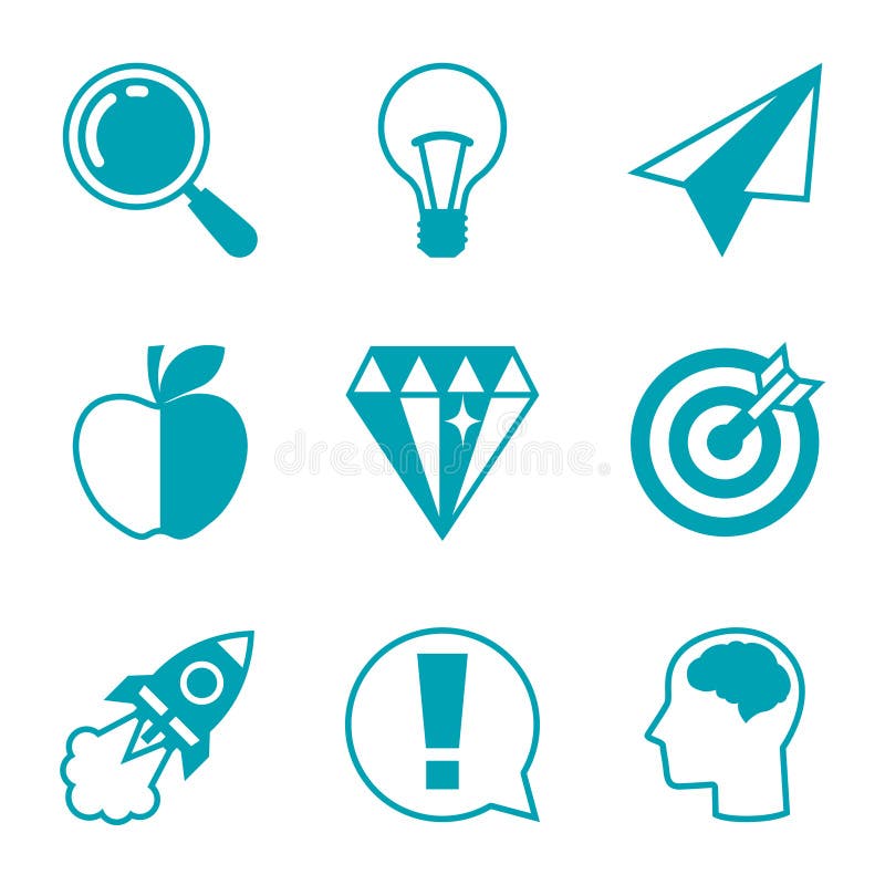 Idea Concept Icons in Flat Design Style Stock Vector - Illustration of ...