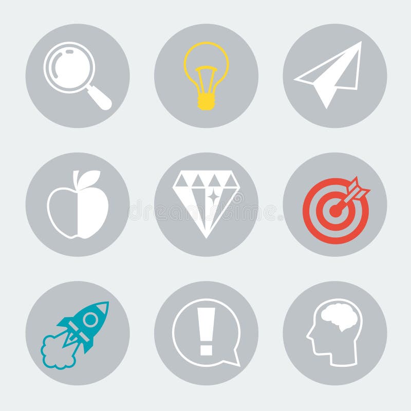 Idea Concept Icons in Flat Design Style Stock Vector - Illustration of ...
