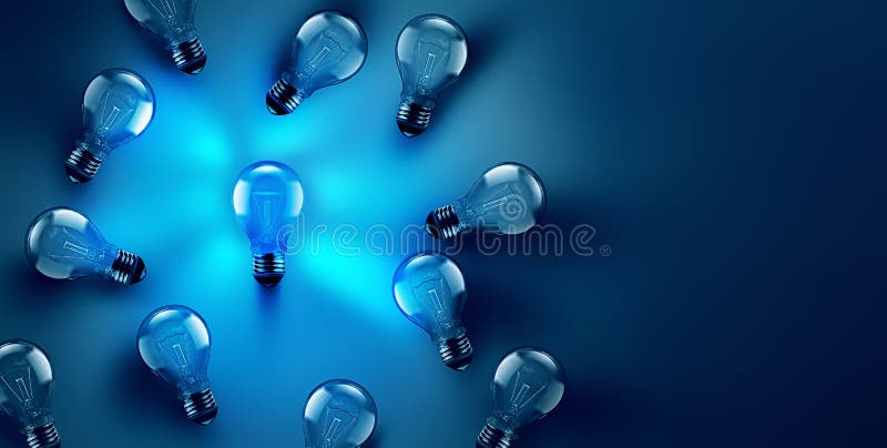 Idea Concept Image with Luminous Light Bulb Stock Illustration ...