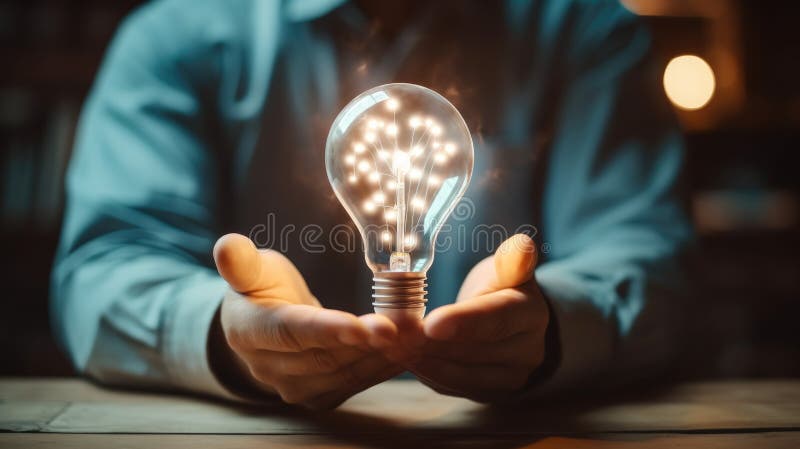 Idea Concept with Innovation and Inspiration, Hand Holding Light Bulb ...
