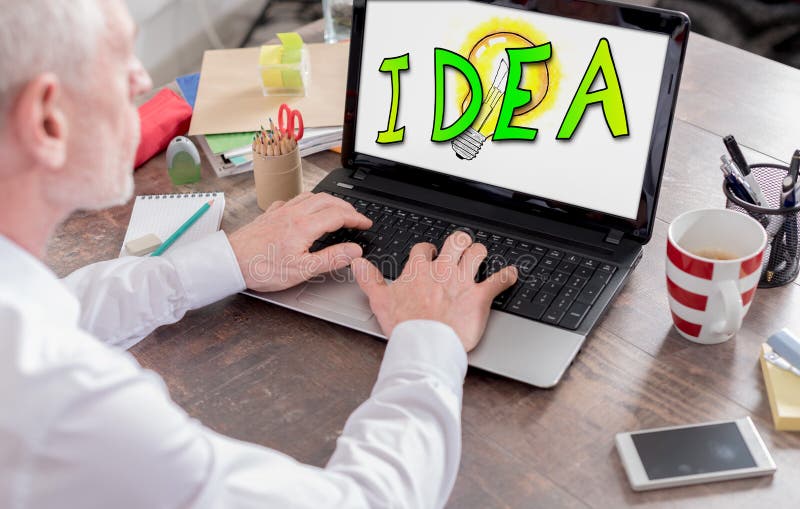 Idea Concept on a Laptop Screen Stock Photo - Image of innovation ...