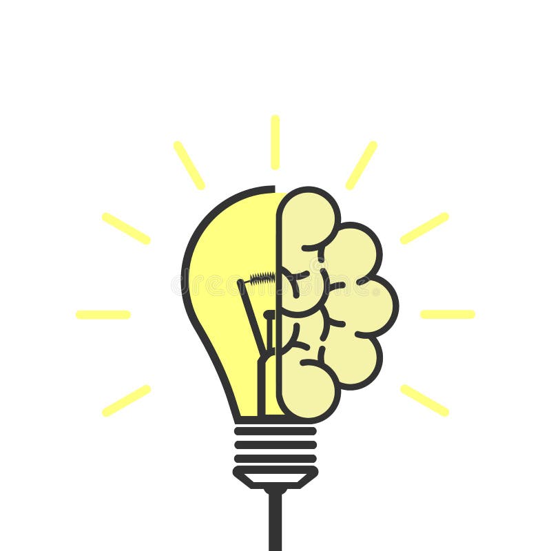 Vector Light Bulb and Brain Icon Stock Vector - Illustration of ...
