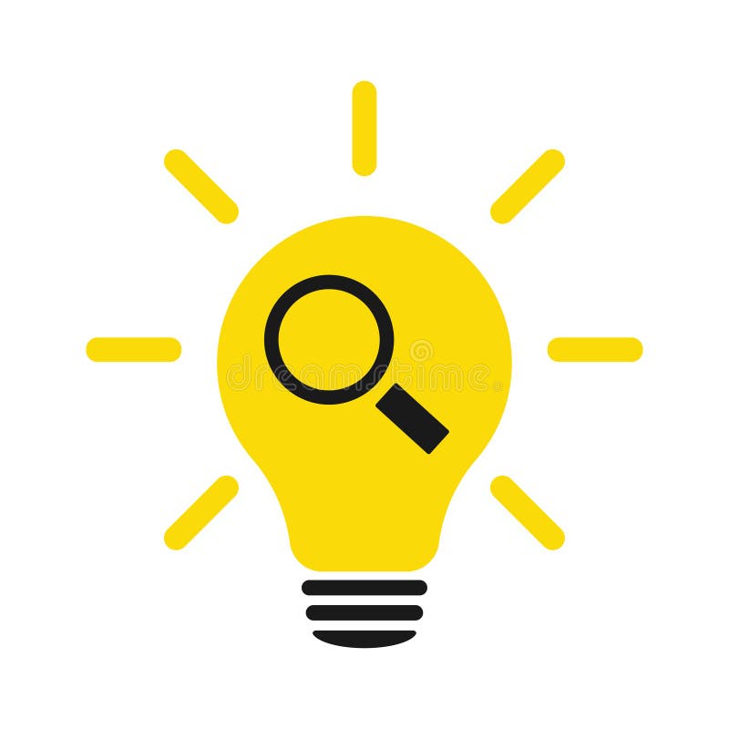 Idea Concept, Light Bulb and Magnifying Glass Icon. Illustration Stock ...
