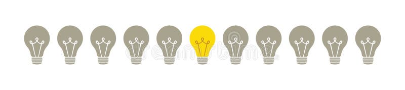 Idea Concept Light Bulbs Set. Illustration Stock Illustration ...