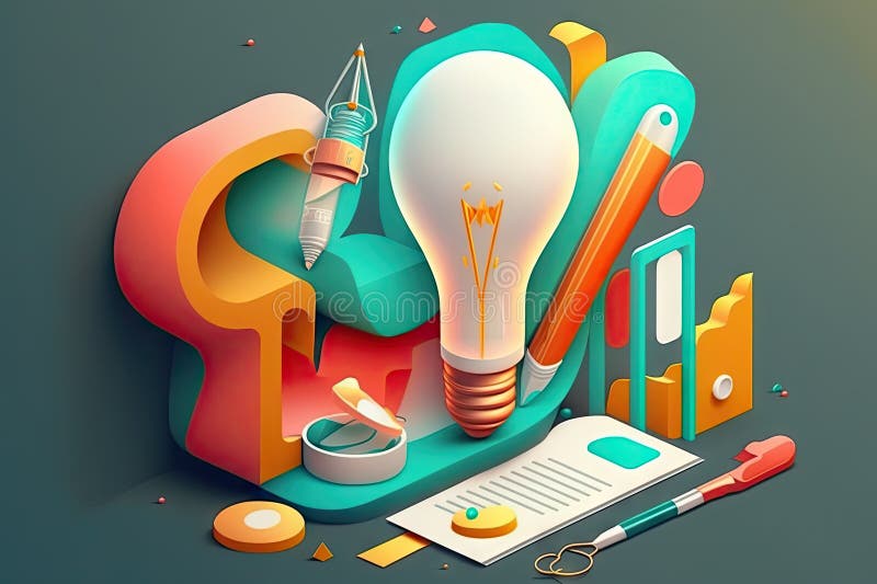 Creative Idea Concept. Lightbulb with Origami Elements Stock ...