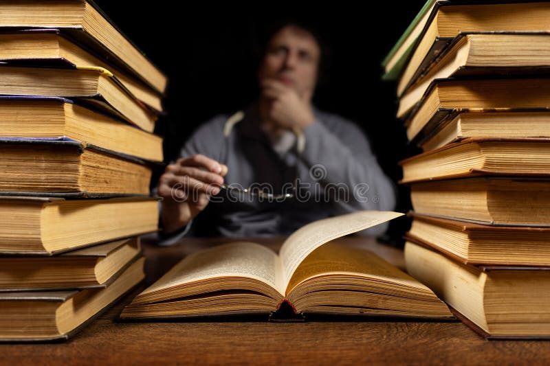 Idea Concept. a Man Thinks after Reading a Book, Education, Literature ...