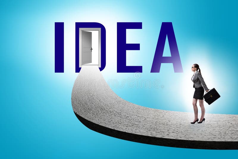 Idea Concept with Road Leading To Open Door Stock Image - Image of work ...