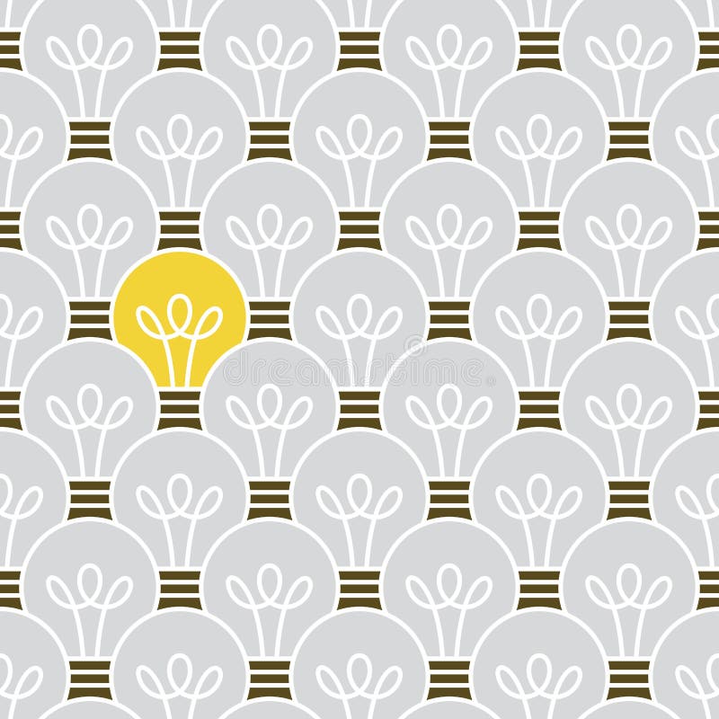 Idea Concept, Seamless Pattern with Light Bulbs Stock Vector ...