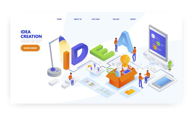 Idea Creation, Landing Page Design, Website Banner Vector Template ... Idea Creation, Landing Page Design, Website Banner Vector Template ...