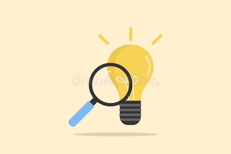 Idea and Creative Concept. a Magnifying with Light Bulbs for ...