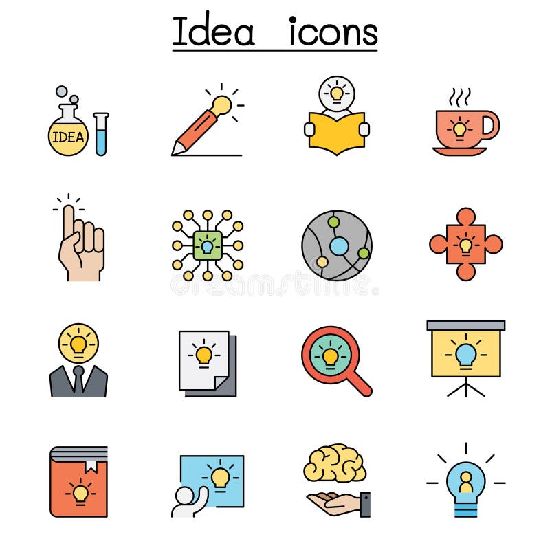 Idea, Creative, Innovation, Inspiration Icon Set in Thin Line St Stock ...