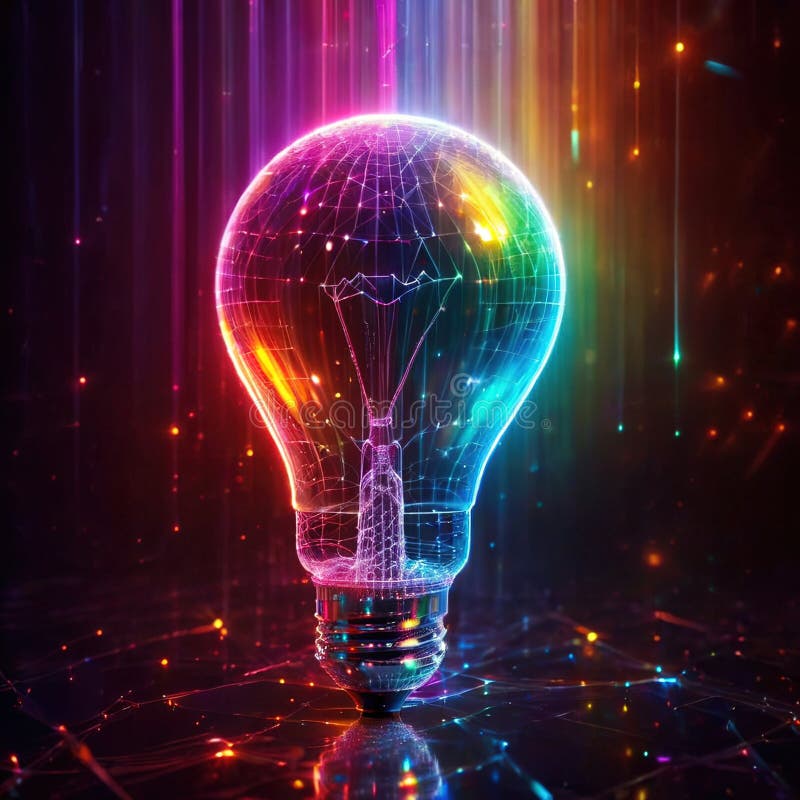 Idea Creative Inspiration Shown with Digital Lightbulb with Artificial ...