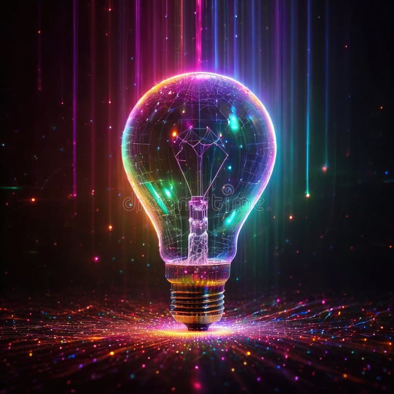 Idea Creative Inspiration Shown with Digital Lightbulb with Artificial ...