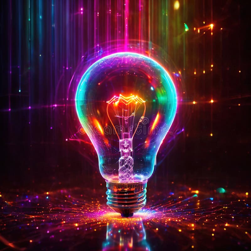 Idea Creative Inspiration Shown with Digital Lightbulb with Artificial ...