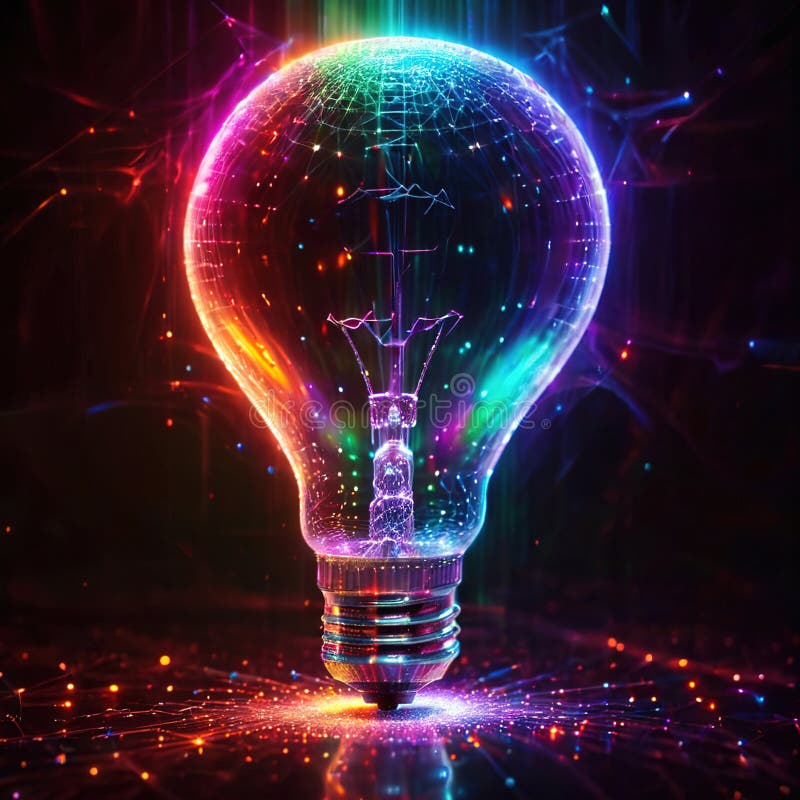 Idea Creative Inspiration Shown with Digital Lightbulb with Artificial ...
