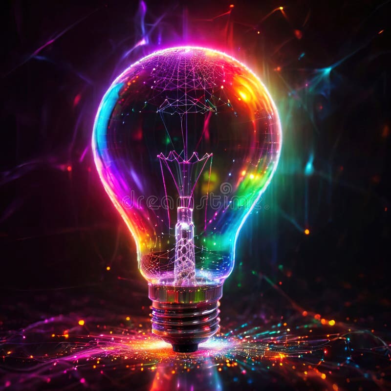 Idea Creative Inspiration Shown with Digital Lightbulb with Artificial ...