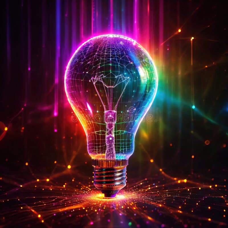 Idea Creative Inspiration Shown with Digital Lightbulb with Artificial ...