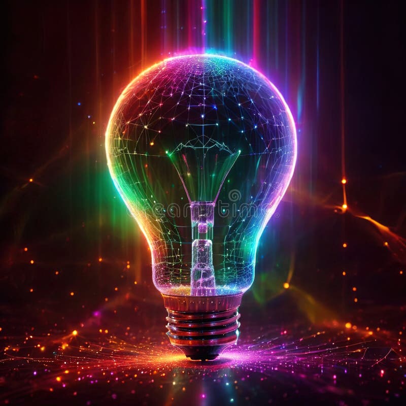 Idea Creative Inspiration Shown with Digital Lightbulb with Artificial ...