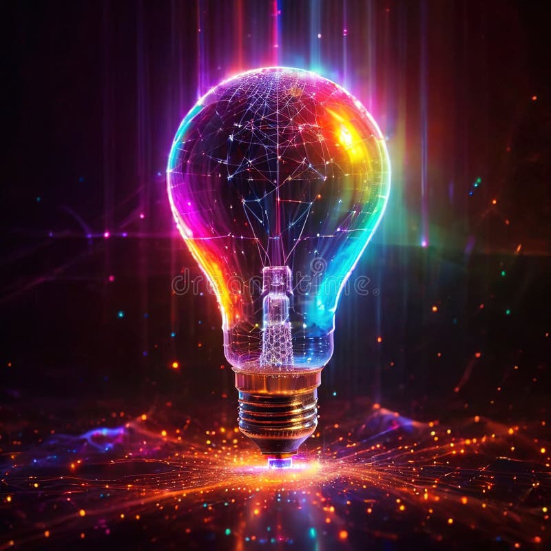 Idea Creative Inspiration Shown with Digital Lightbulb with Artificial ...
